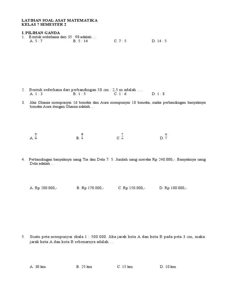Soal PAT Kelas VII - MTK | PDF | Metode & Bahan Ajar