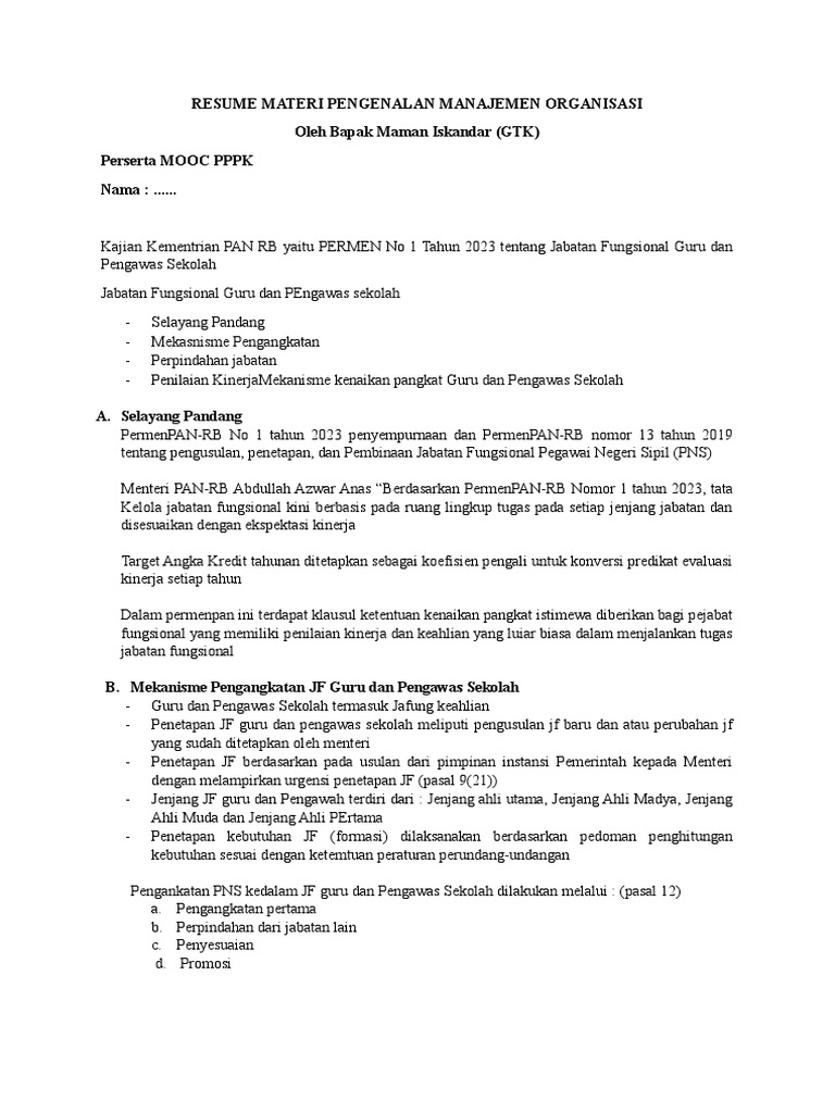 RESUME Materi 1 ELEARNING PPPK6 - 06 - Rahayu Kartini | PDF