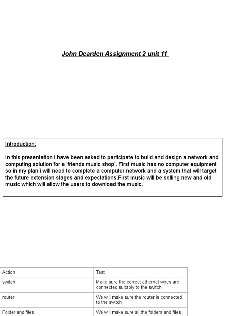 John Assignment 2 Unit 11 | PDF | Computer Network | Network Switch