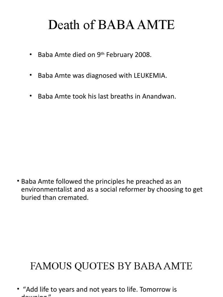 Death of Baba Amte | PDF