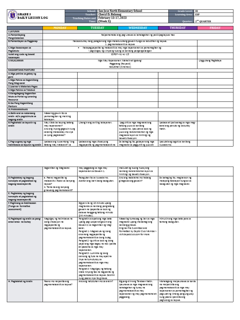 DLL - Esp 3 - Q2 - W3 | PDF