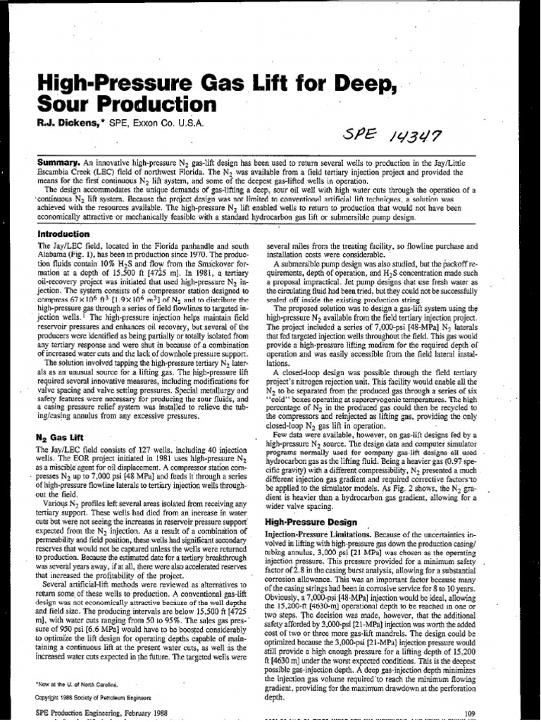 SPE - High Pressure Gas Lift Design | PDF