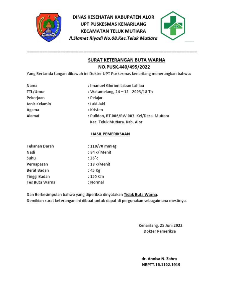 Keterangan Buta Warna | PDF