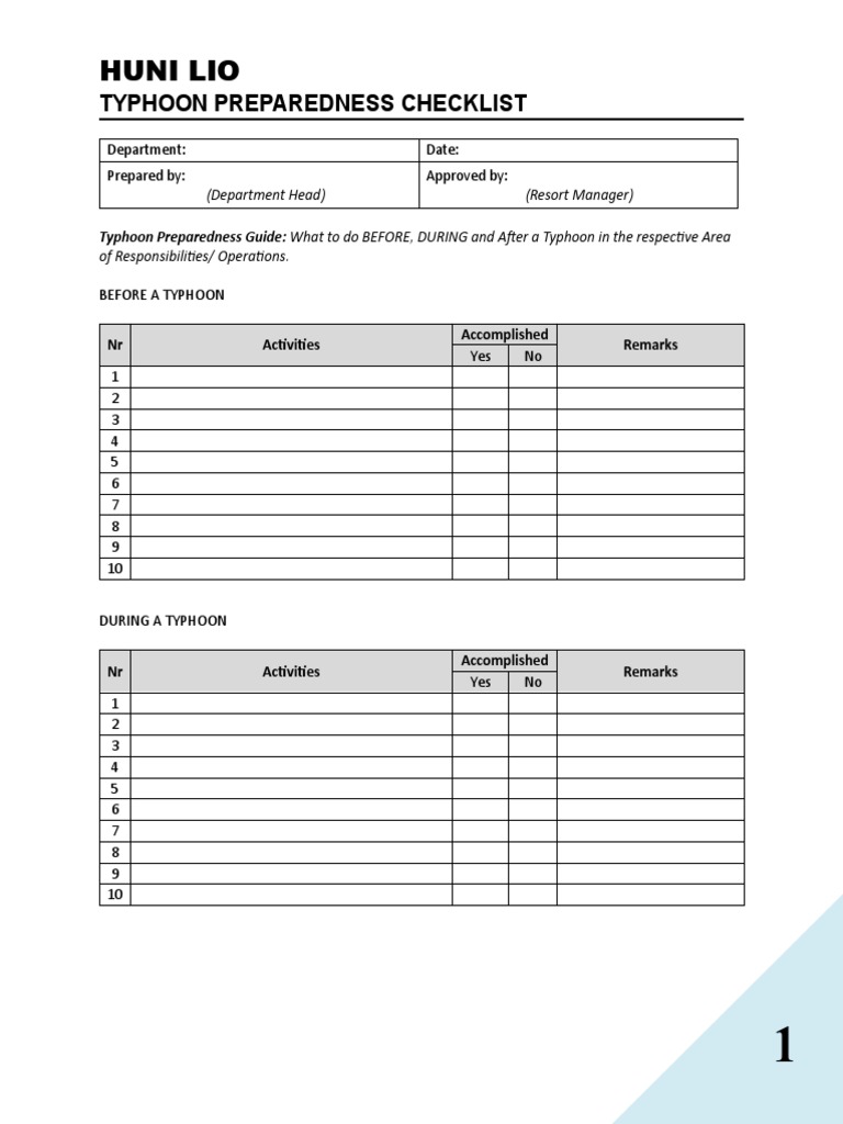 Typhoon Preparedness Checklist Huni Lio May 25, 2023 | PDF