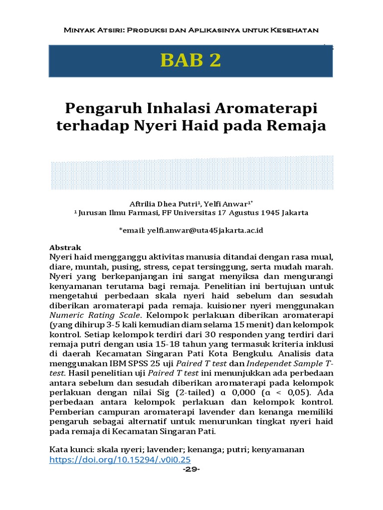 Aromaterapi untuk Reduksi Nyeri Haid | PDF | Kesehatan Holistik
