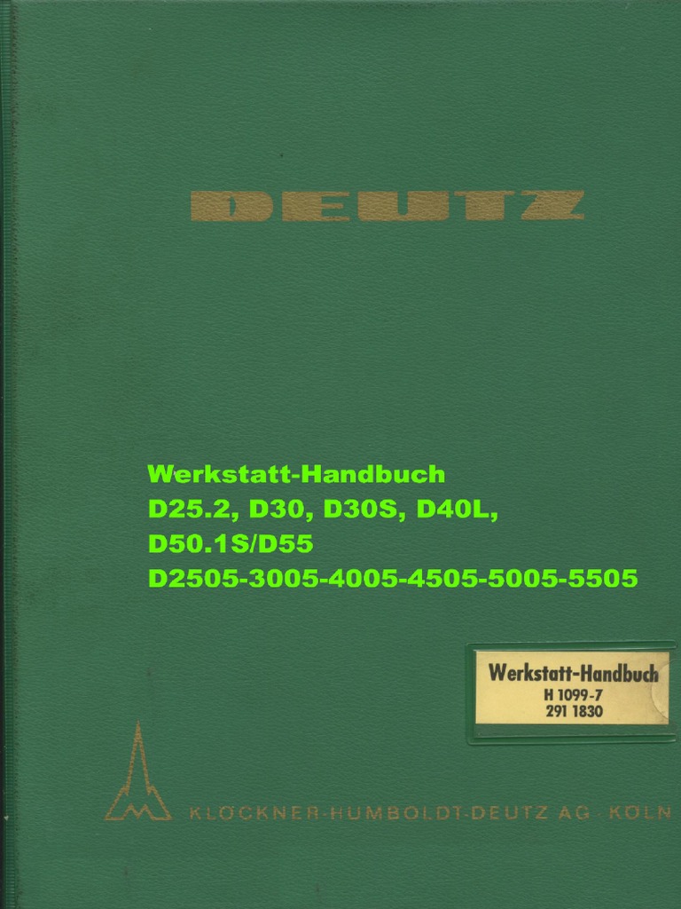 Deutz D Serie Handbuch | PDF
