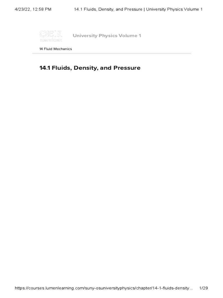 Fluids, Density, and Pressure | PDF | Pressure | Density