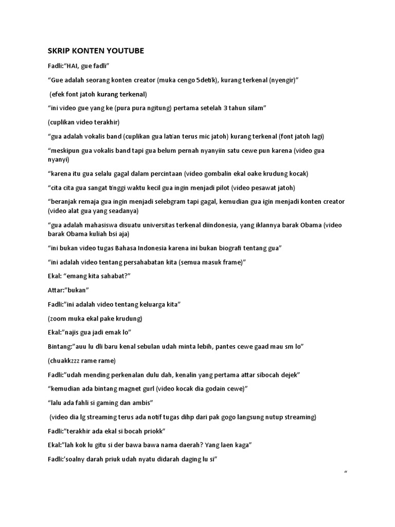 Skrip Konten Youtube | PDF