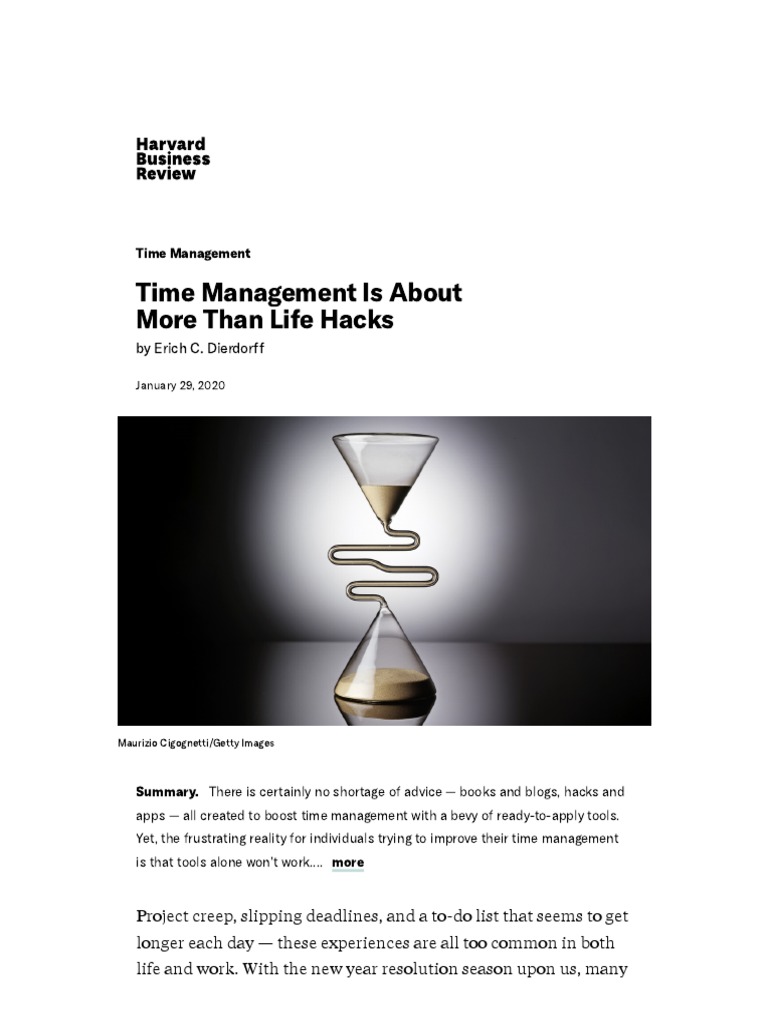 Time Management Is About More Than Life Hacks Pdf Time Management