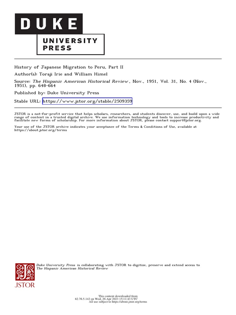History of Japanese Migration To Peru, Part II | PDF | Cost Of Living ...