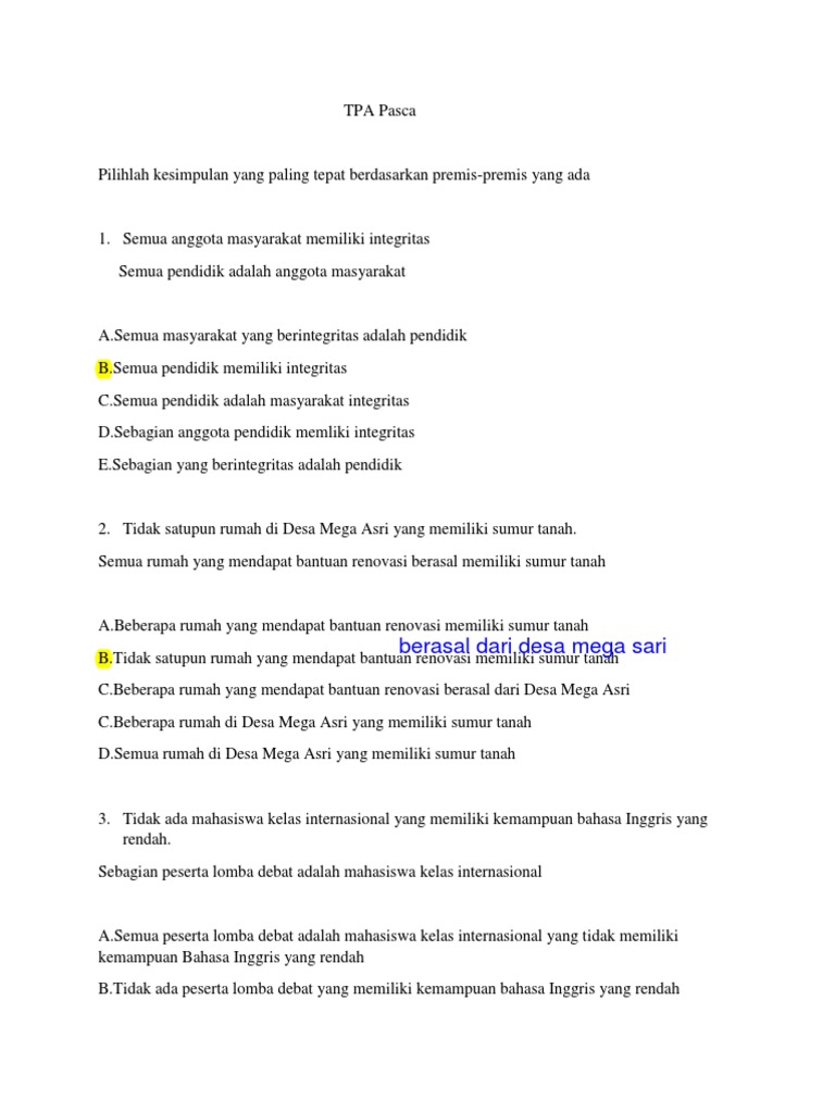 TPA Pasca 1 | PDF