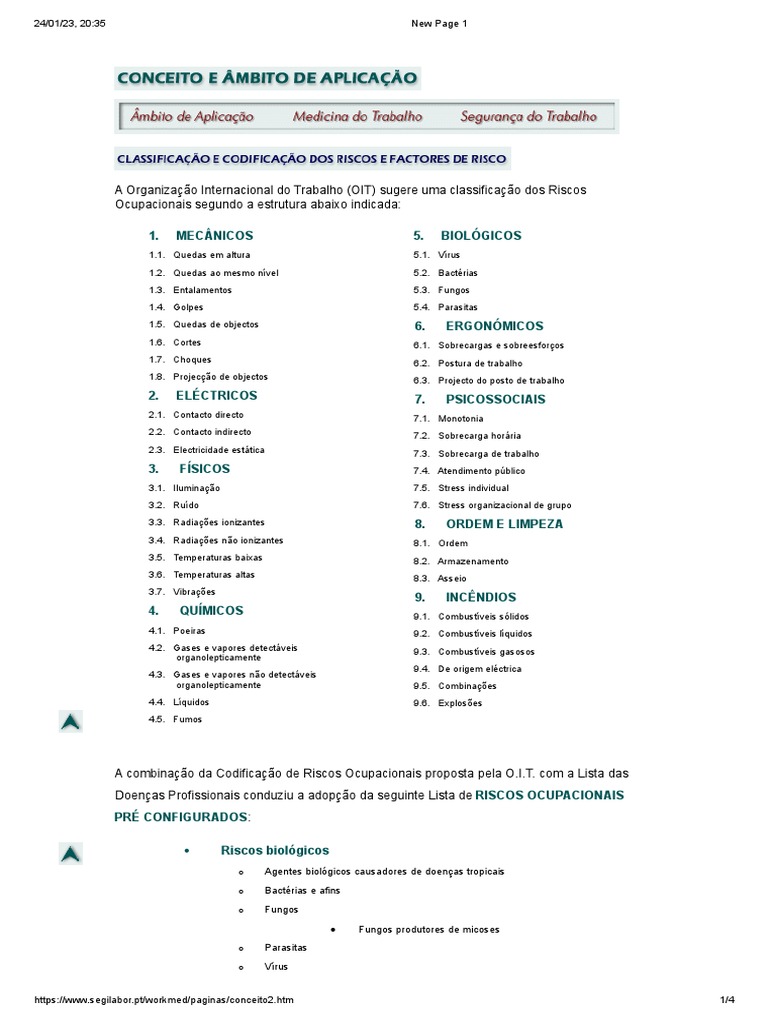 Classificação de Riscos Ocupacionais OIT | PDF | Ciências Físicas | Química