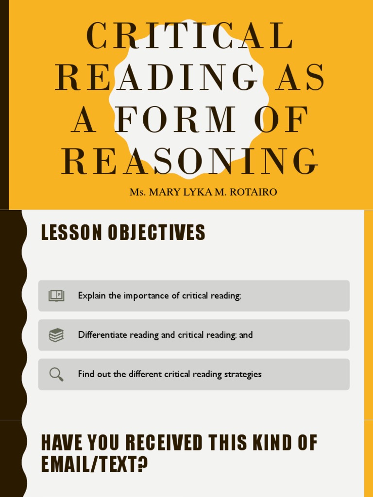 Critical Reading As A Form of Reasoning | PDF