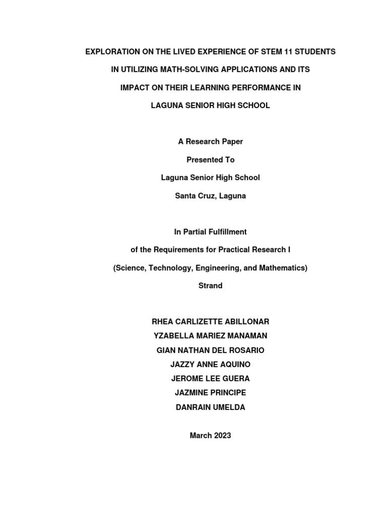 Practical Research 1 Chapter 1 Group 4 Final | PDF | Experience ...