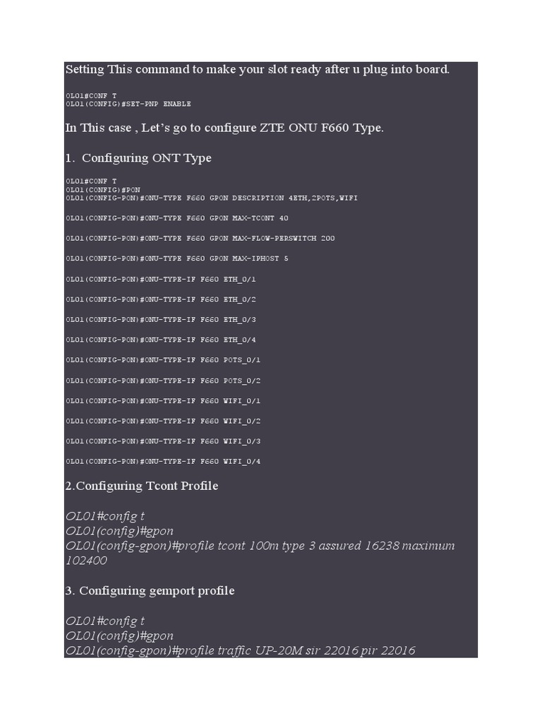 How To Register Unregister Onu Olt Zte | PDF | Broadband | Electronics
