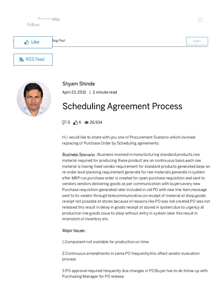 Scheduling Agreement Process - SAP Blogs | PDF