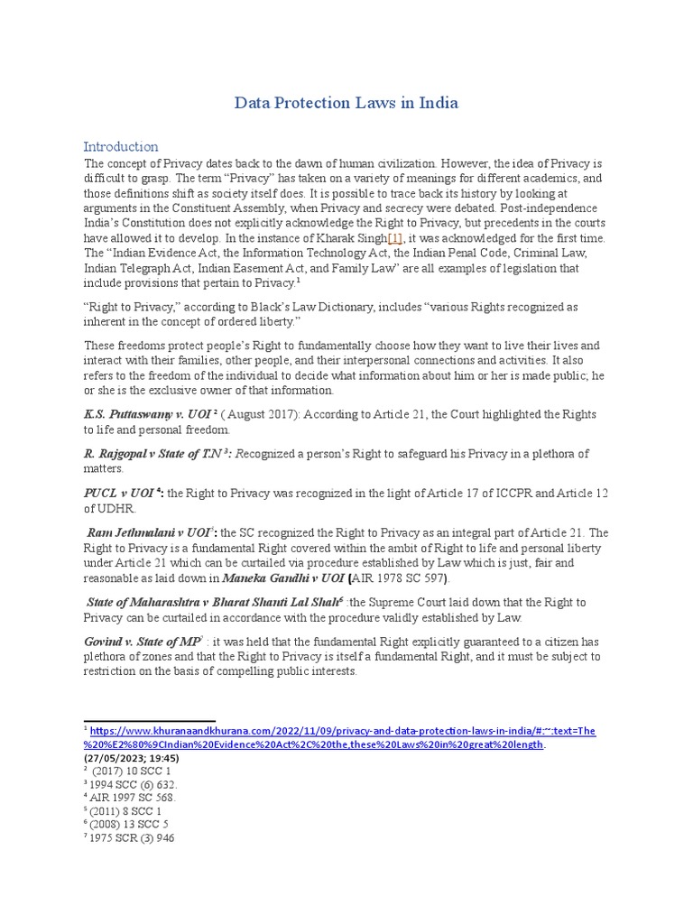 Overview of India's Data Protection Laws | PDF
