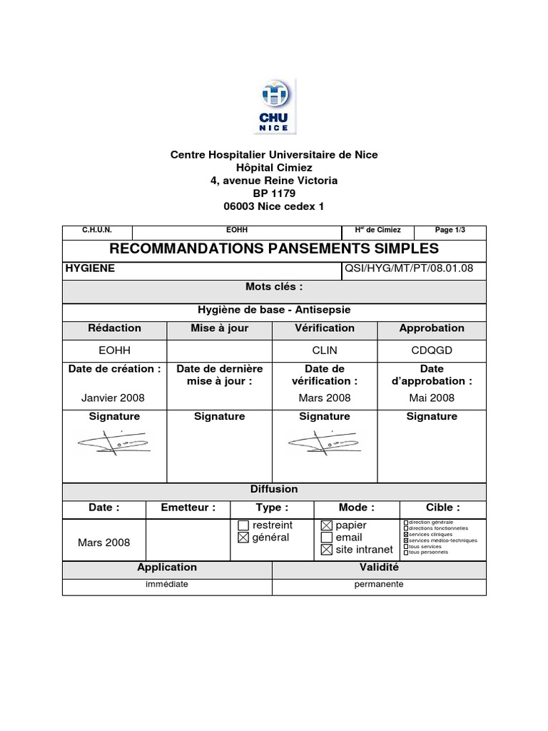 1991 Protocole Pansement Simple | PDF | Allaitement | Hygiène