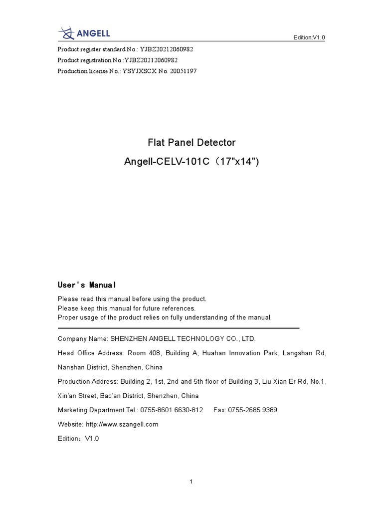 Angell-CELV-101C User Manual (EN) | PDF | Electrical Connector | X Ray