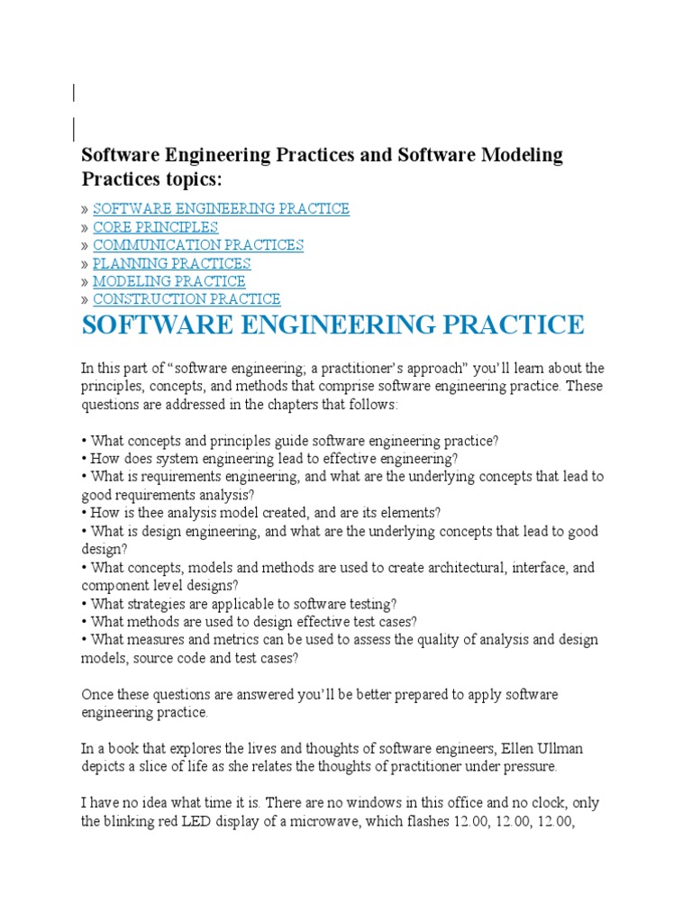 SEN 507 - Software Engineering Practices and Software Modeling ...