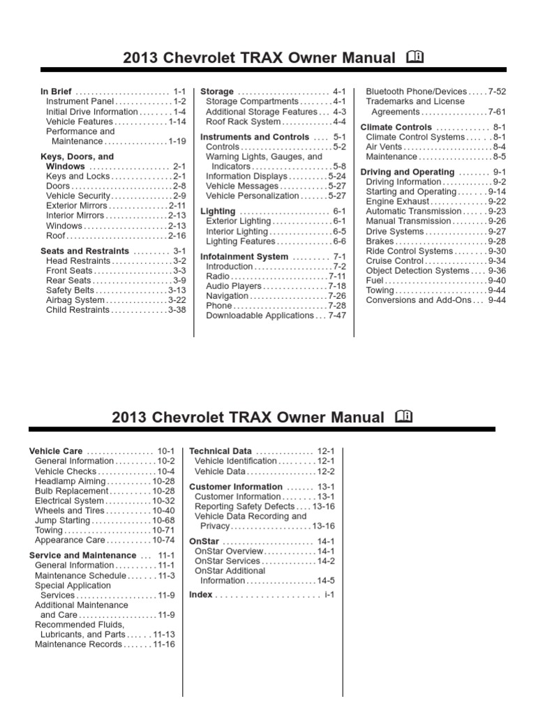 2013 Chevrolet Trax Manual en CA | PDF | Automotive Technologies ...