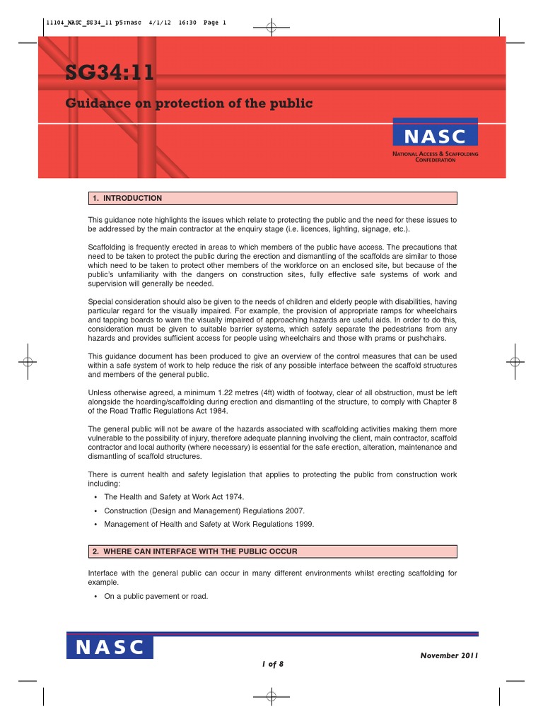 SG34 11 Guidance On Protection of The Public Xa | PDF | Scaffolding ...