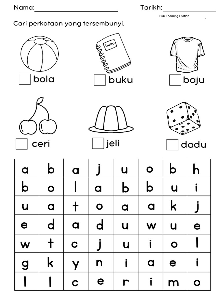 Aktiviti Mencari Perkataan Tersembunyi | PDF