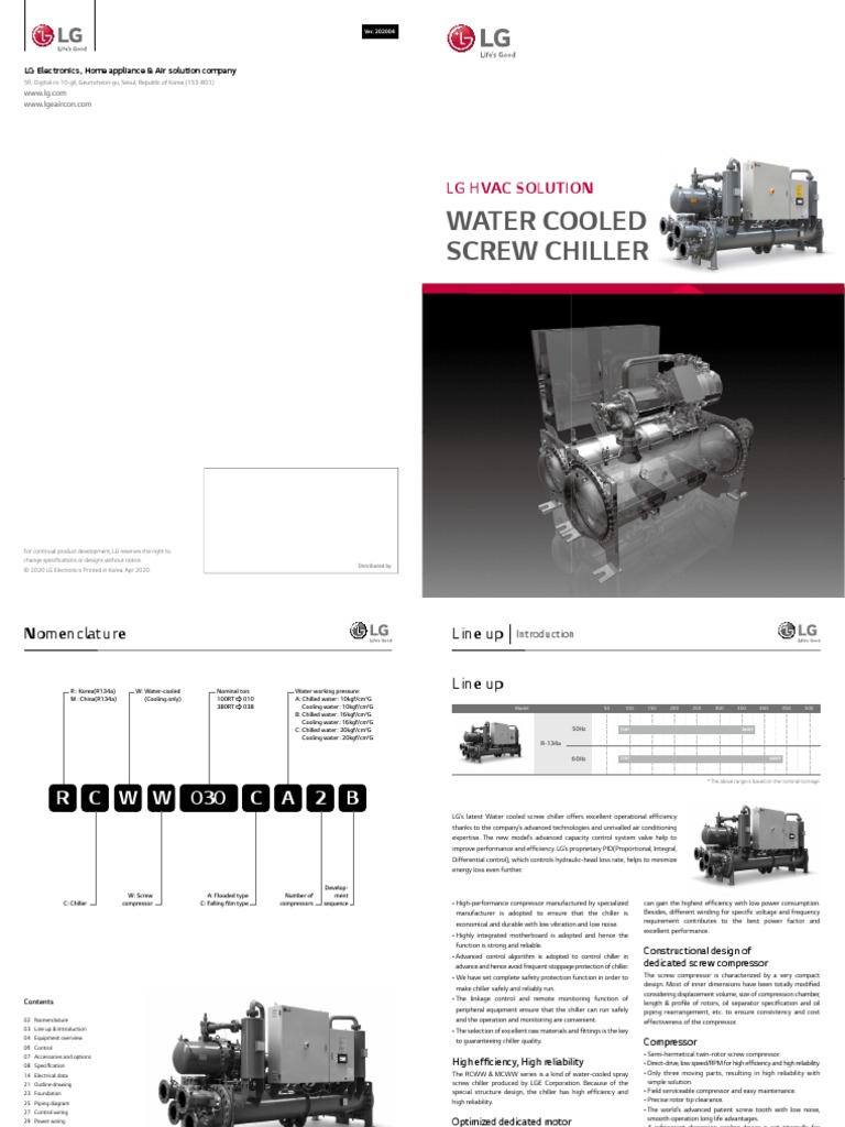 LG Water Cooled Screw Chiller Overview | PDF | Building Engineering ...