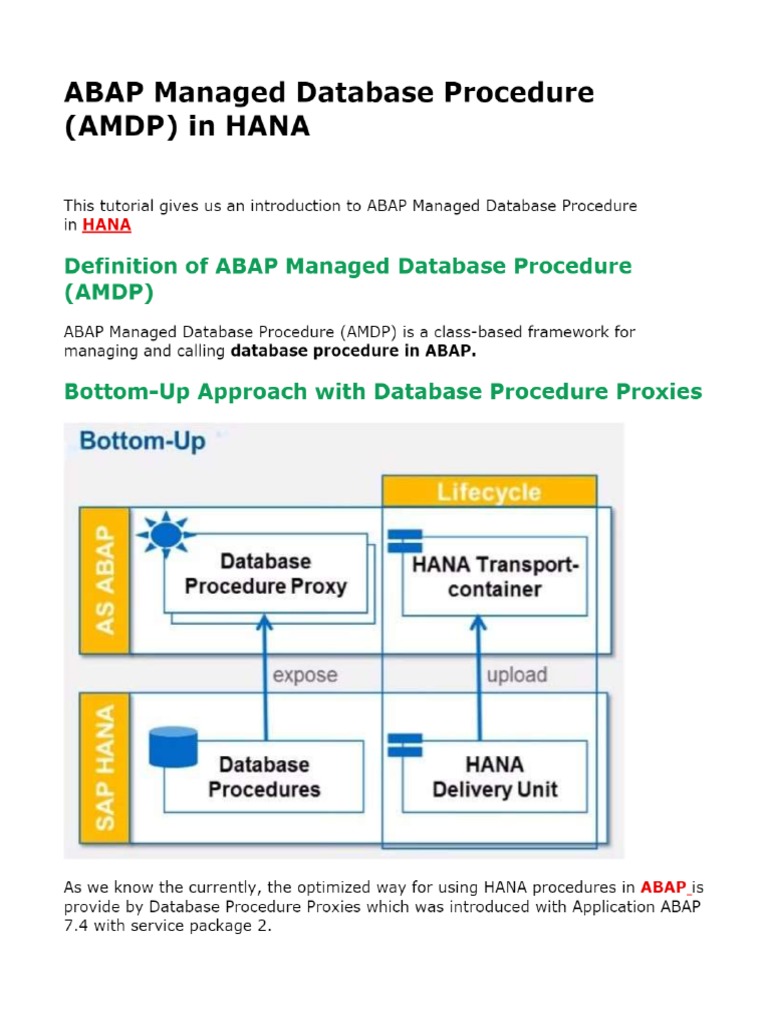 ABAP Managed Database Procedure (AMDP) in HANA | PDF