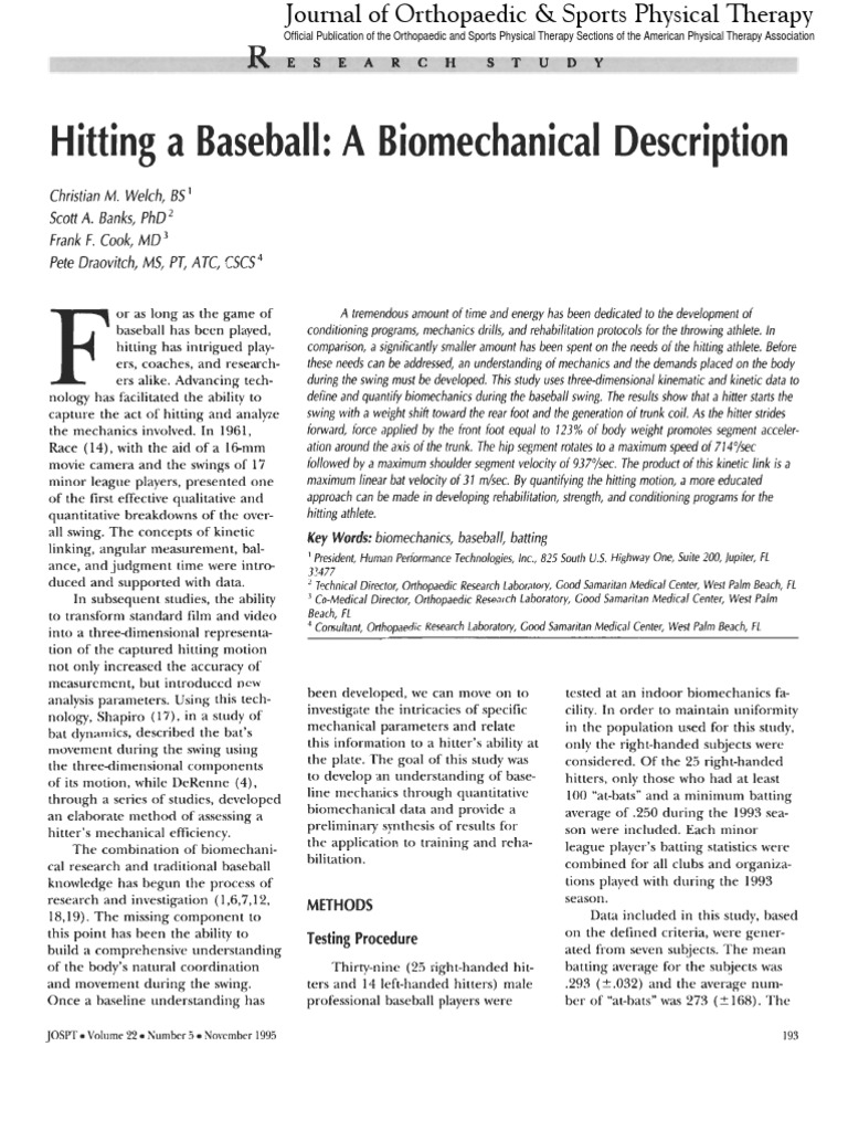 Baseball Hitting Mechanics Pdf