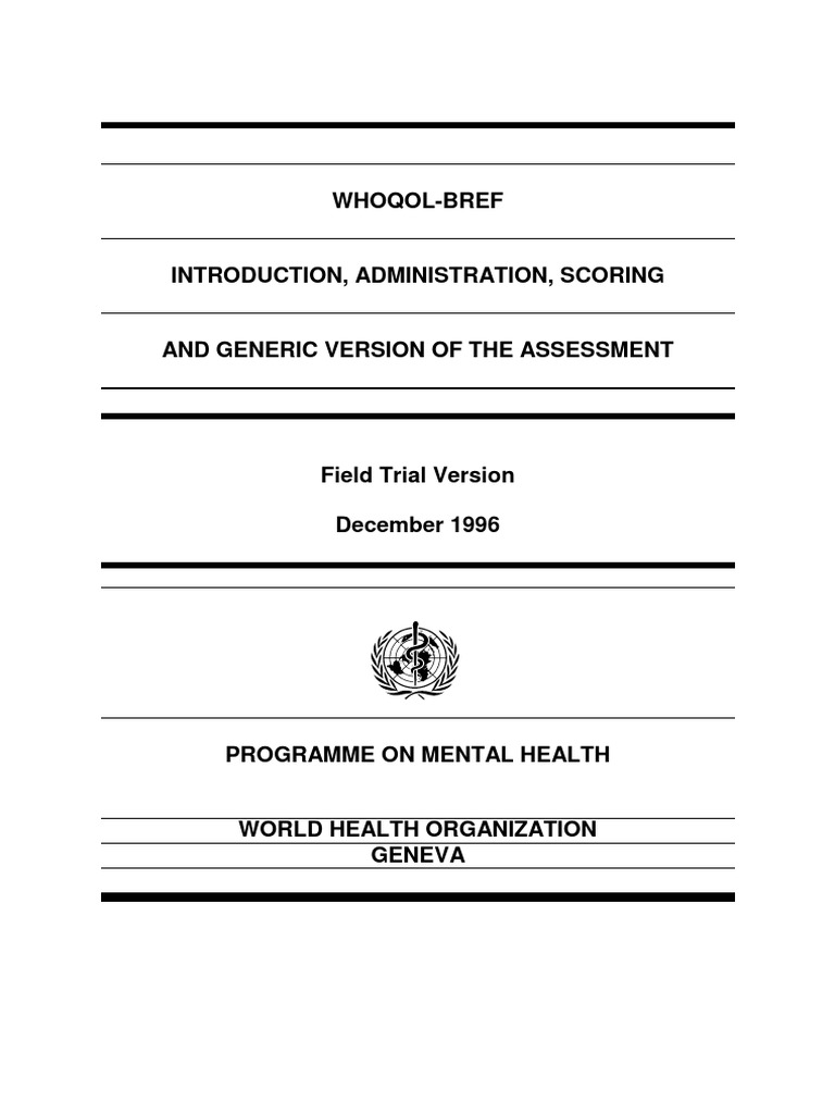 Whoqol Bref | PDF | Quality Of Life | Sampling (Statistics)