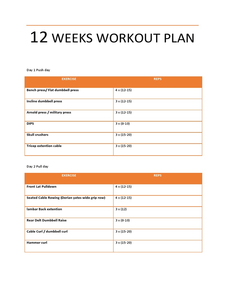 12 Weeks Workout Plan | PDF | Teaching Methods & Materials