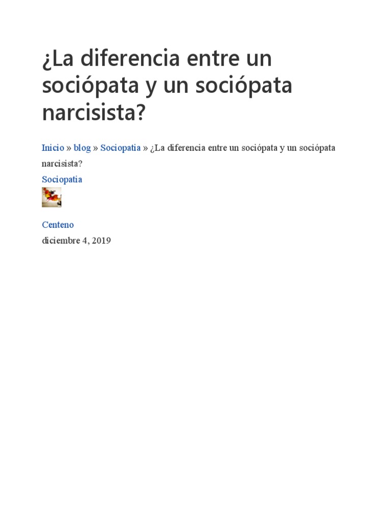 Diferencias entre sociópata y narcisista | PDF | Psicopatía | Desorden ...