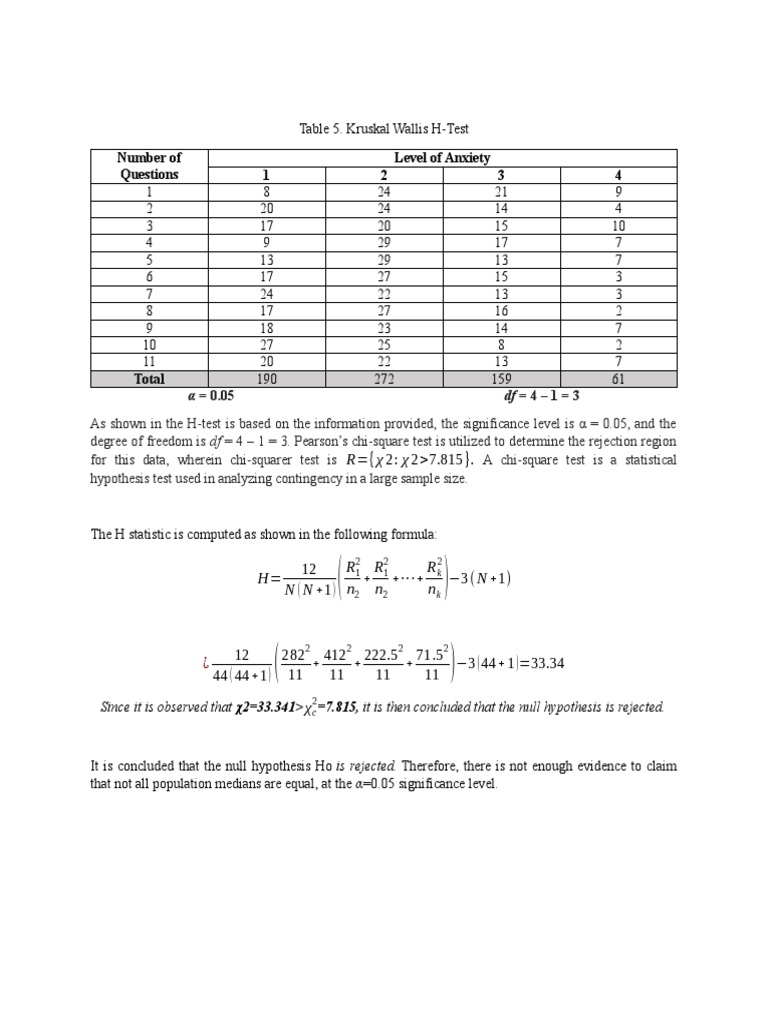 Kruskal Wallis H-Test | PDF | Chi Squared Test | Statistical Hypothesis ...