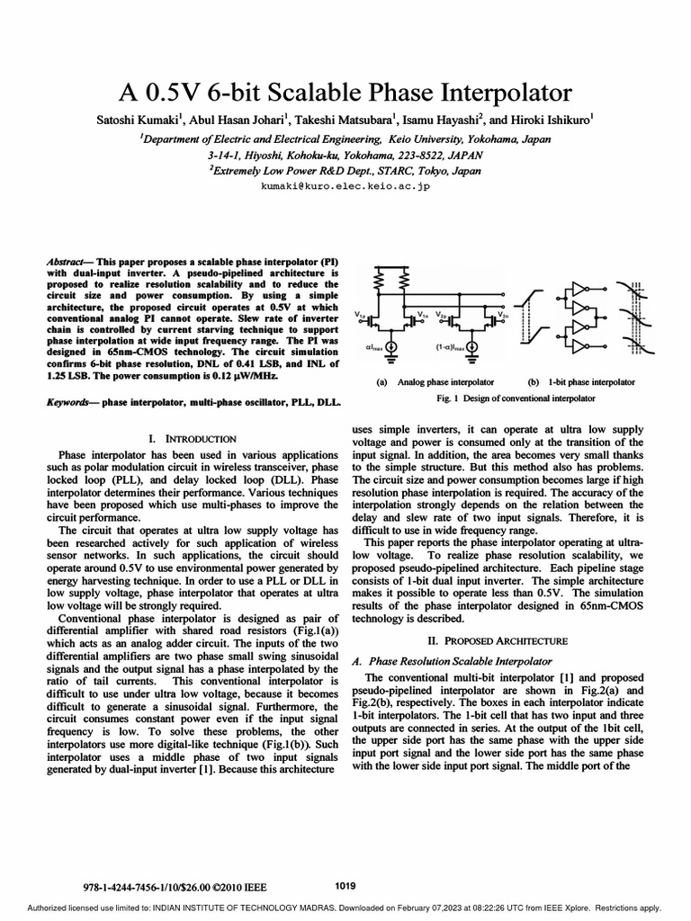 A 0.5V 6-Bit Scalable Phase Interpolator | PDF