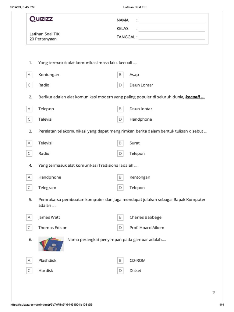 Latihan Soal TIK | PDF