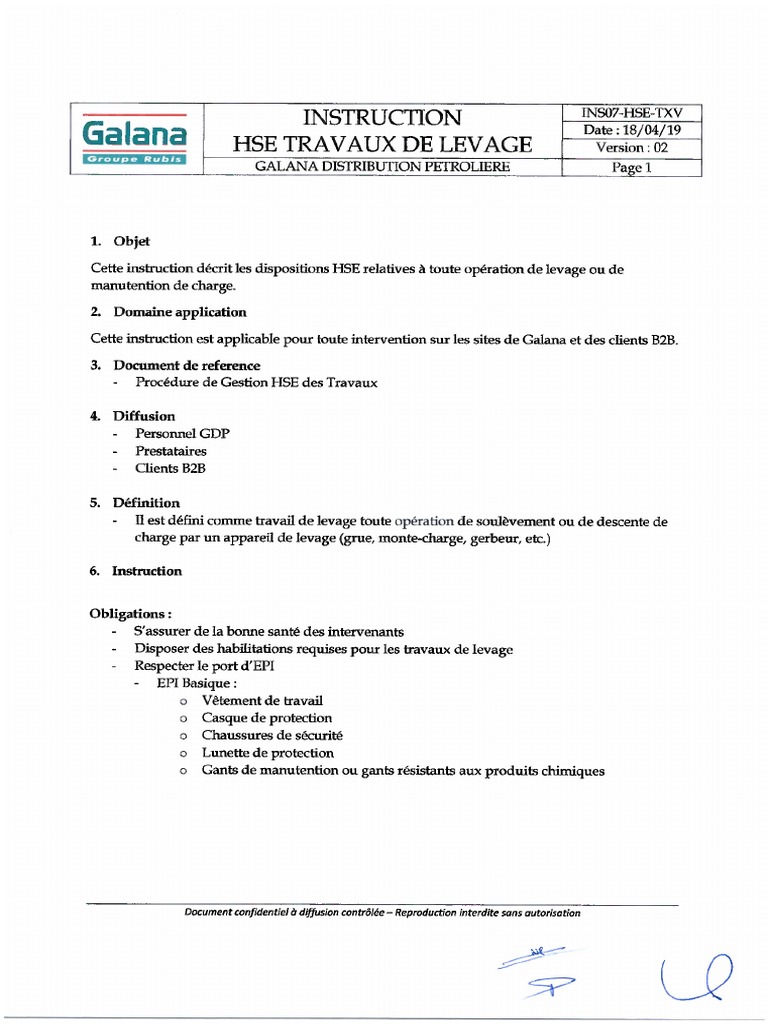 Instruction Hse Travaux de Levage | PDF