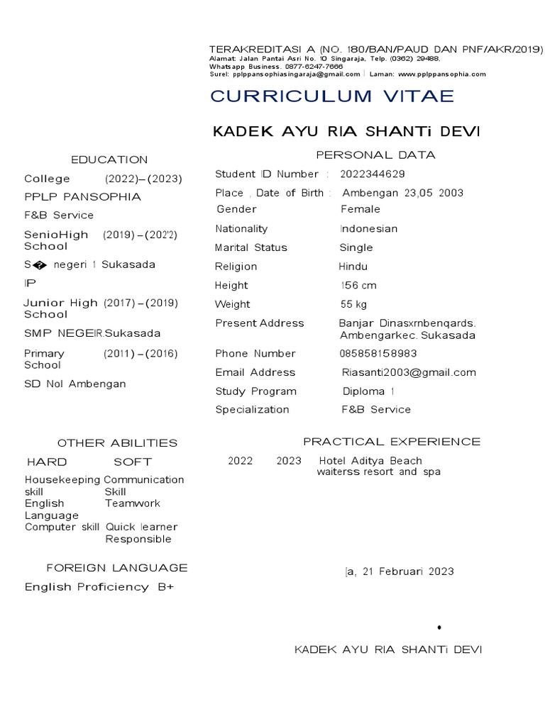 Ayu CV | PDF