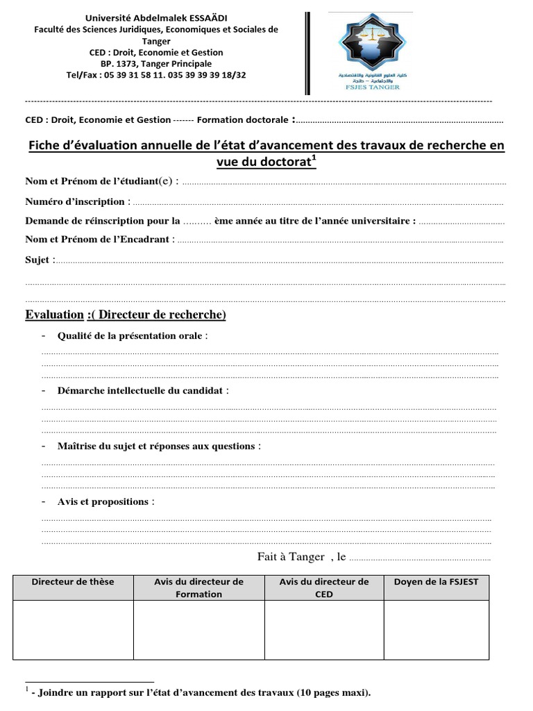 Fiche D'évaluation Annuelle CED | PDF