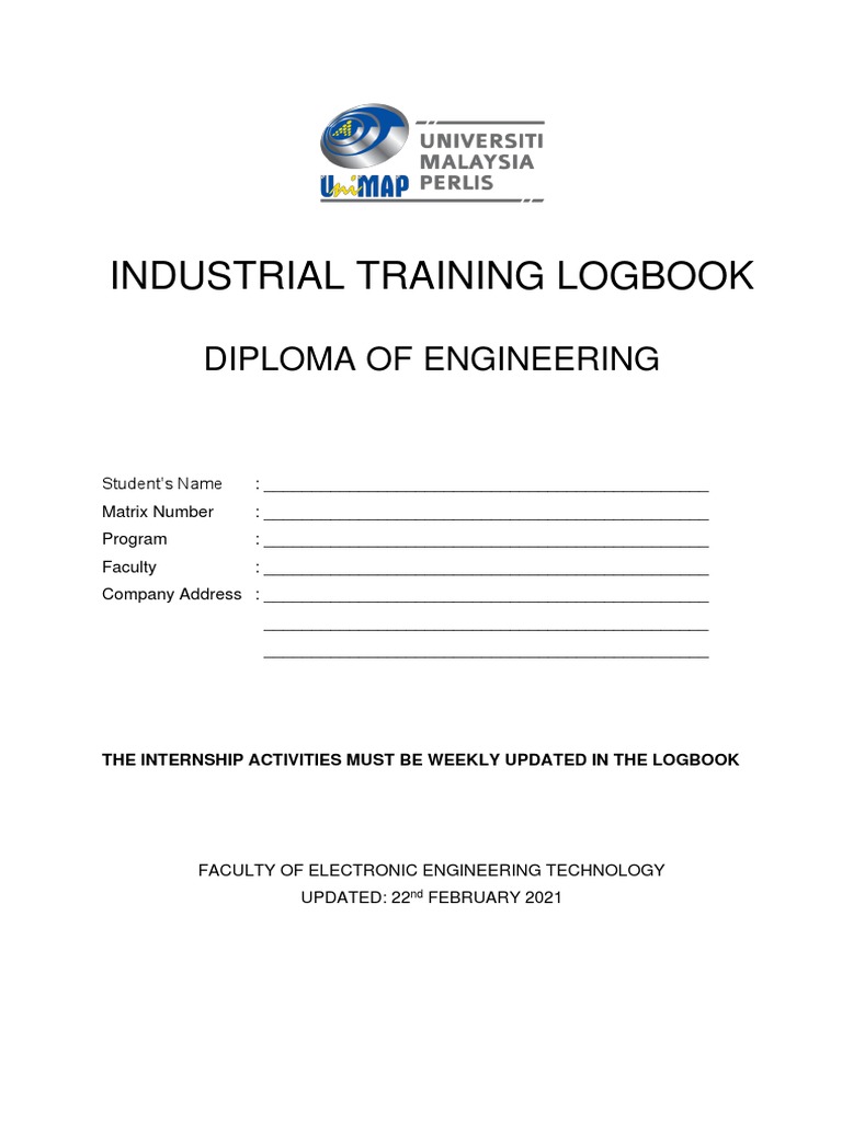 Industrial Training Logbook Template | PDF | Internship | Job Hunting