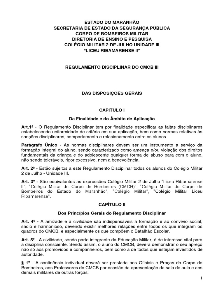 Regulamento Disciplinar | PDF