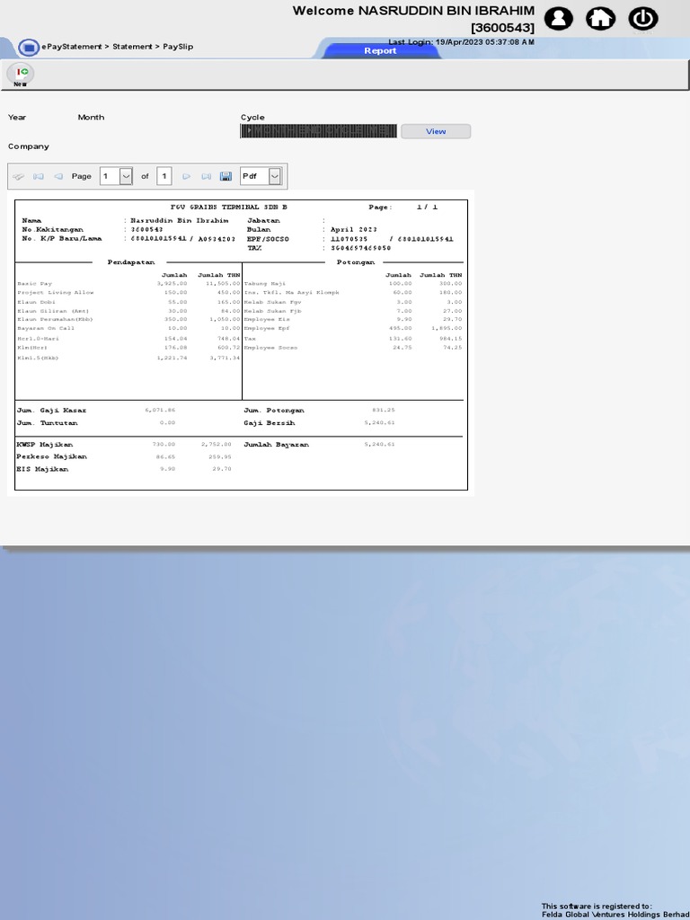 HRMSEPay Statement Pay Slip Report | PDF