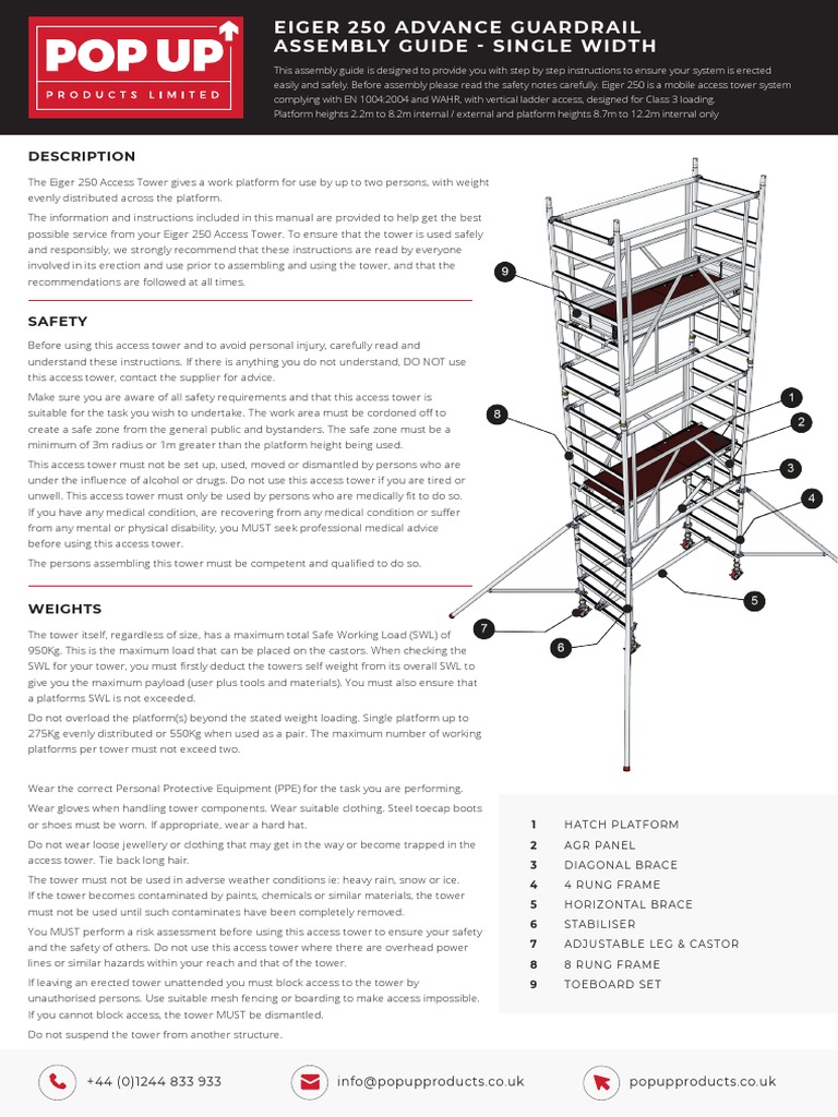 EIGER 250 AGR SW - Assembly Guide - PopUpProducts | PDF | Wound | Elevator