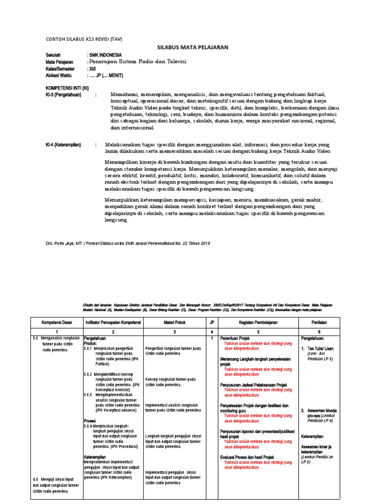 Contoh Silabus K13 | PDF