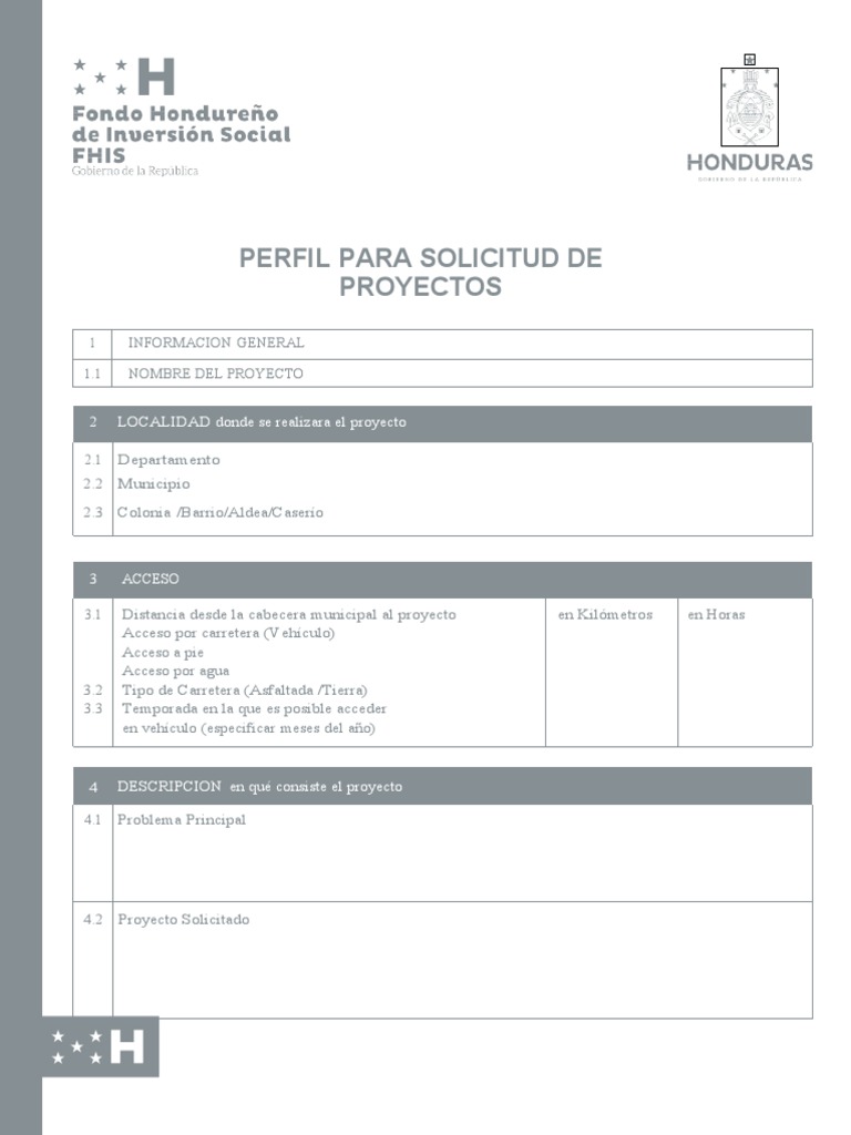 Perfil para Solicitud de Proyectos | PDF