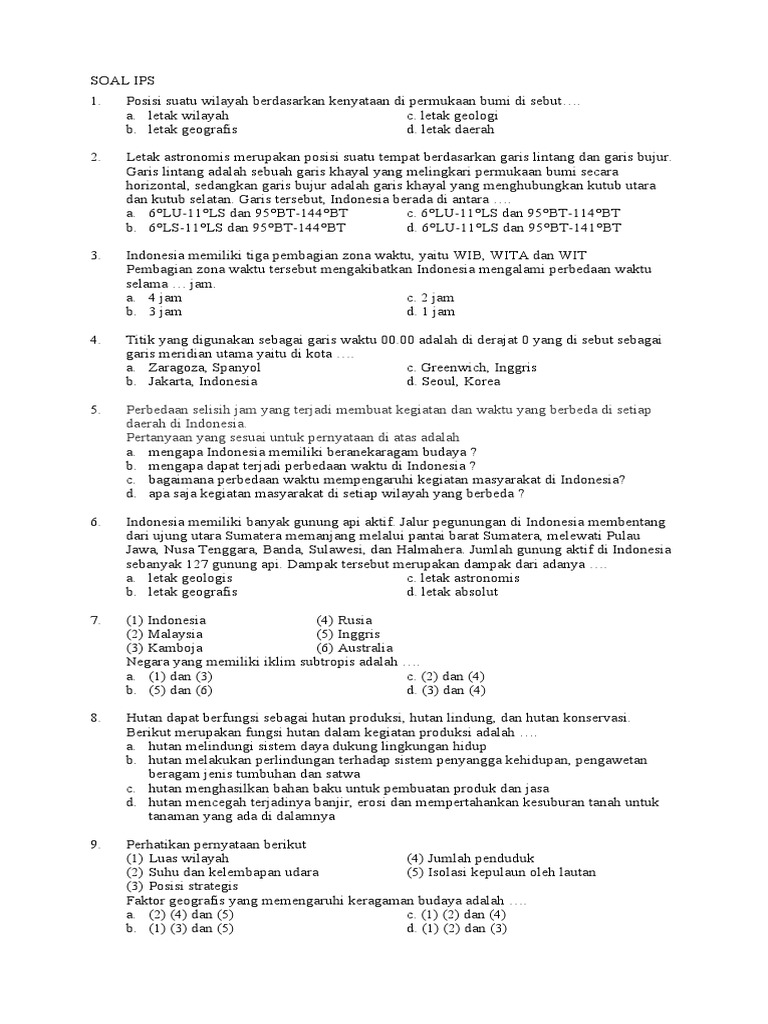 Soal Ips Kelas 8 Pas Ganjil | PDF