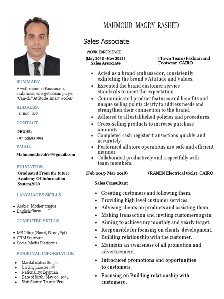 Mahmoud CV | PDF | Sales | Brand