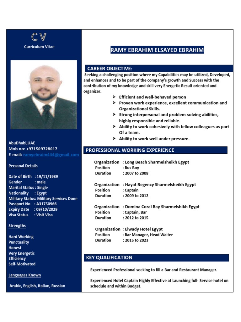 Ramy - CV | PDF | Cognitive Science | Psychology