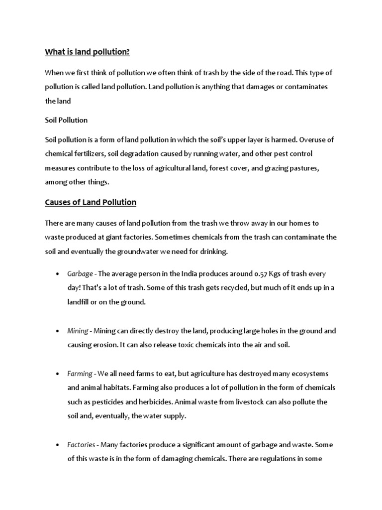 Understanding Land Pollution: Causes & Effects | PDF | Pollution | Waste