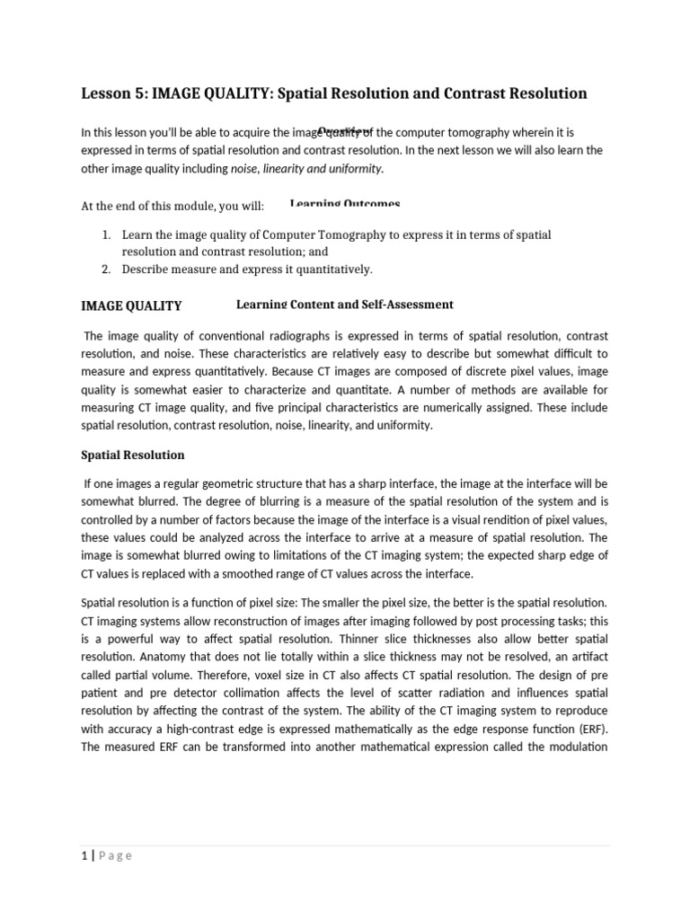 Lesson 5 IMAGE QUALITY | PDF | Optical Resolution | Image Resolution